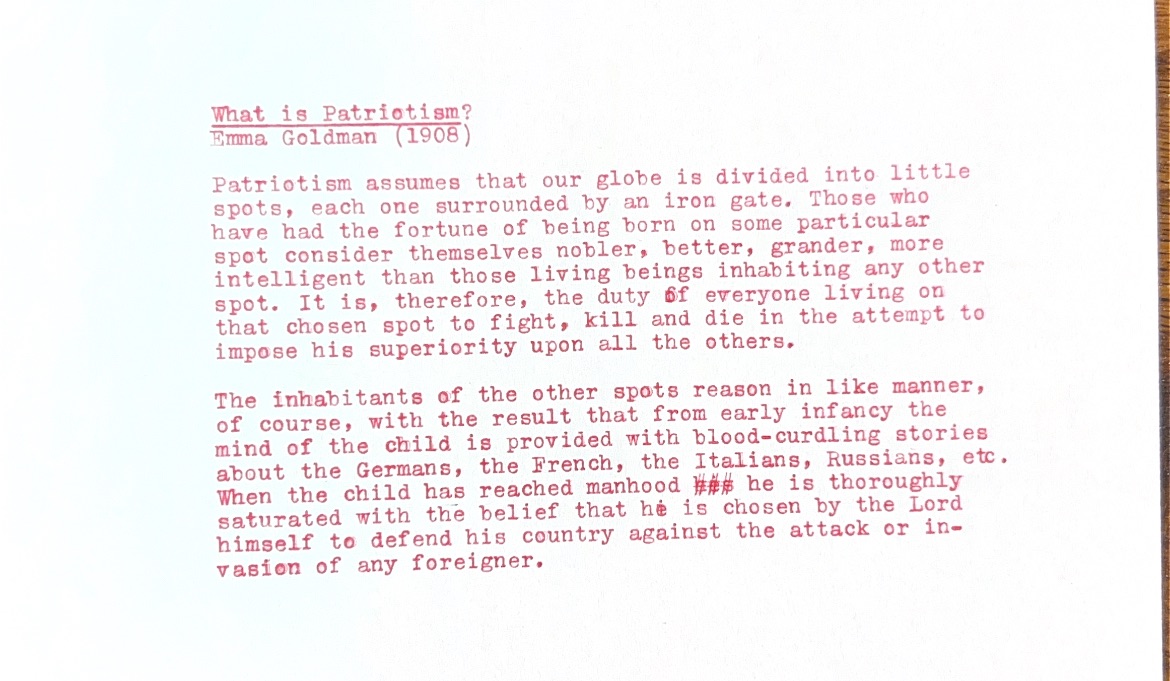 Emma Goldman (1908) What is Patriotism? – Albertson Writes